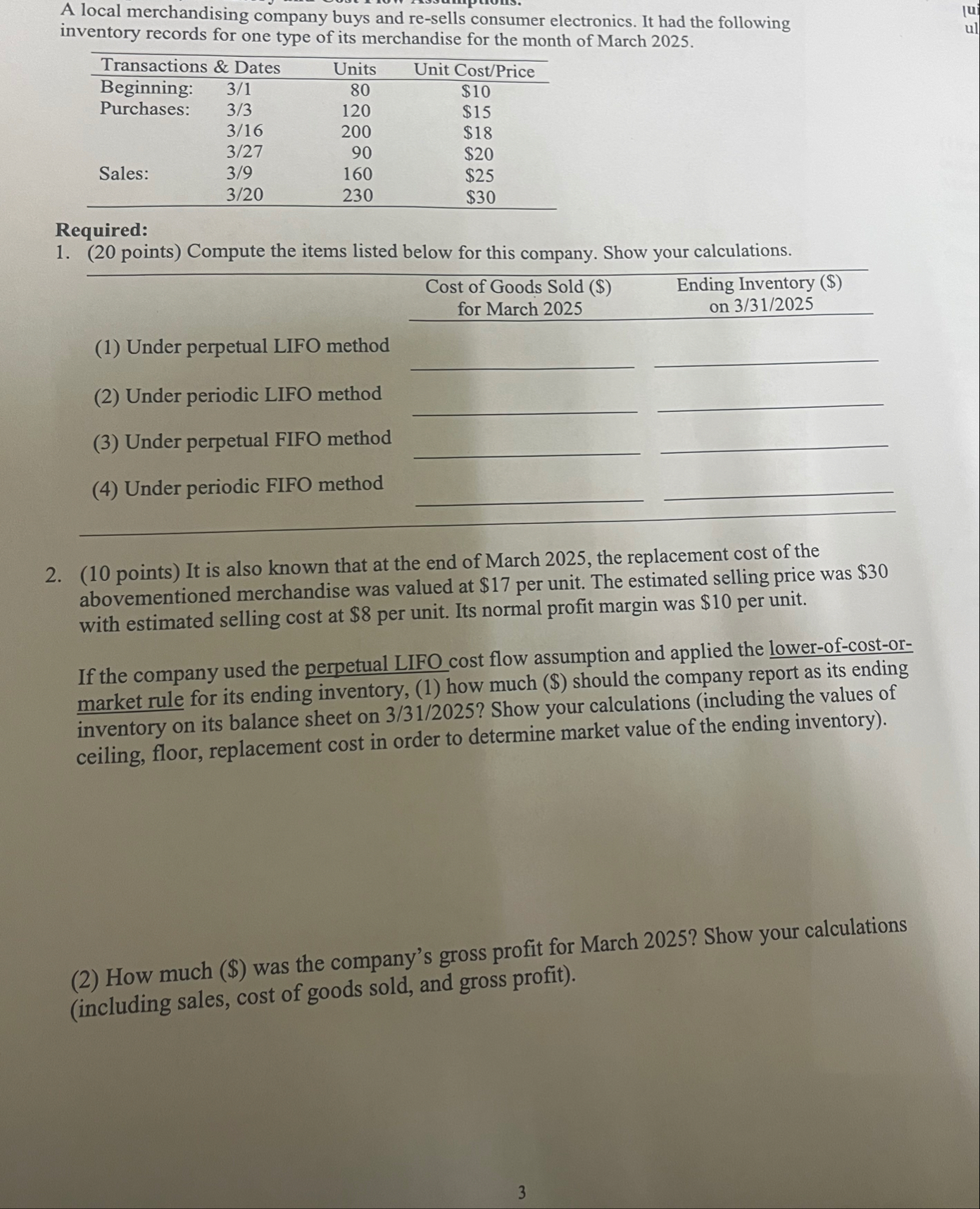 Solved A local merchandising company buys and re-sells | Chegg.com