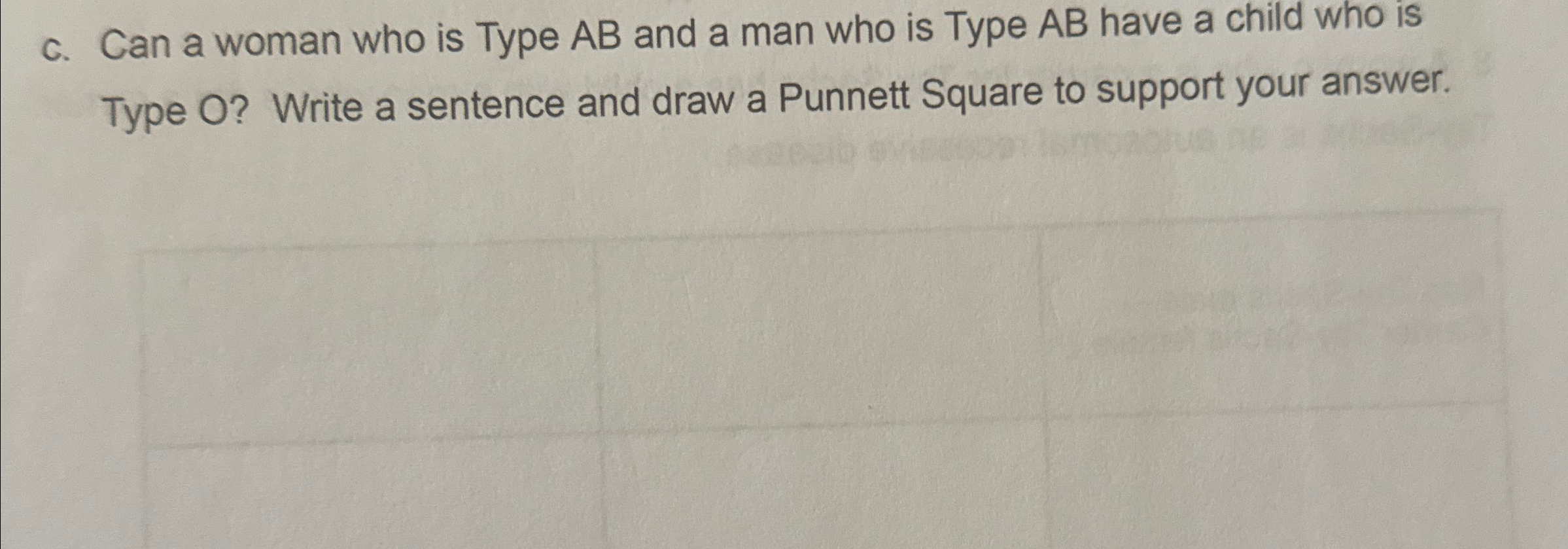 Solved c. ﻿Can a woman who is Type AB ﻿and a man who is Type | Chegg.com