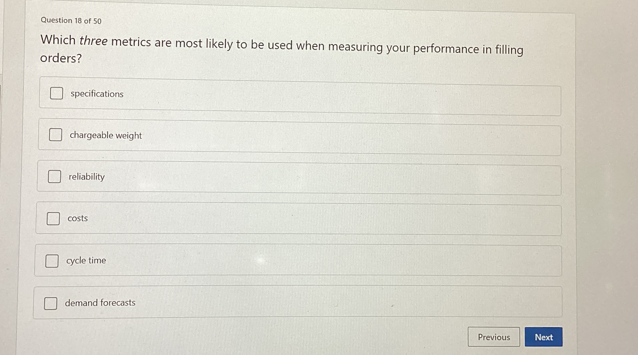 Solved Question 18 of 50Which three metrics are most likely | Chegg.com Solved Question 18 of 50Which three metrics are most likely | Chegg.com