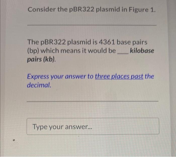Consider the pBR322 plasmid in Figure 1. The pBR322 | Chegg.com