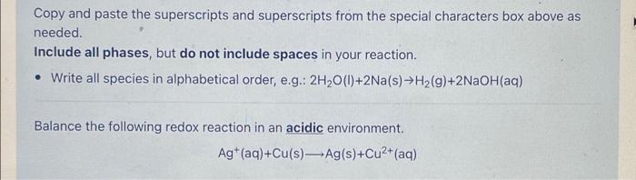 Solved Copy and paste the superscripts and superscripts from | Chegg.com
