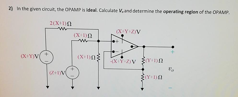 Solved 2) In the given circuit, the OPAMP is ideal. | Chegg.com