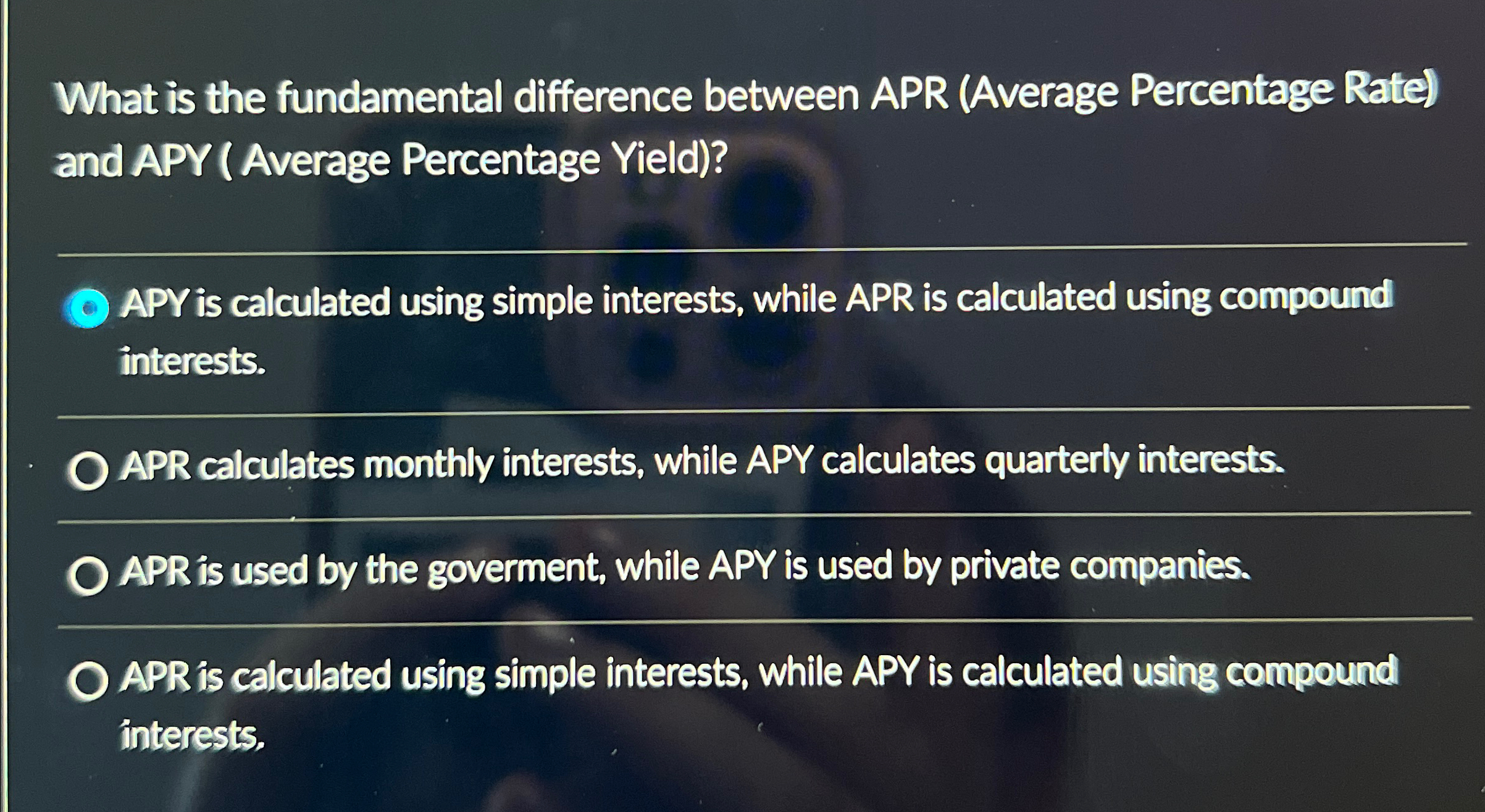 Solved What is the fundamental difference between APR | Chegg.com