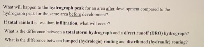 Solved What will happen to the hydrograph peak for an area | Chegg.com