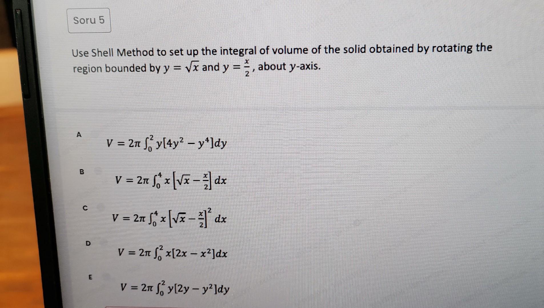 Use Shell Method to set up the integral of volume of | Chegg.com
