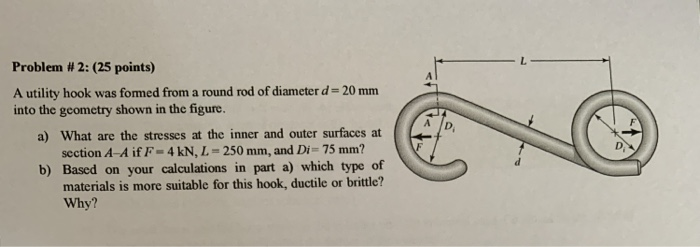 Solved Problem #2: (25 points) A utility hook was formed | Chegg.com