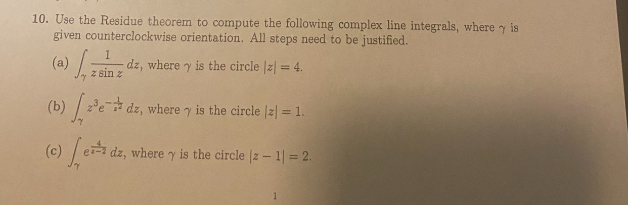Solved Use the Residue theorem to compute the following | Chegg.com