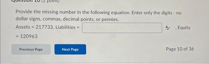 Solved Provide the missing number in the following equation. | Chegg.com