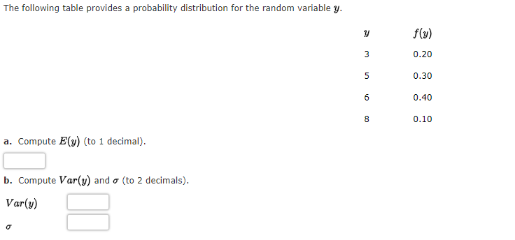 Solved The following table provides a probability | Chegg.com