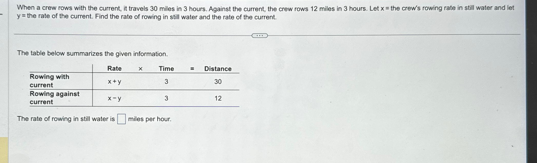 Solved When a crew rows with the current, it travels 30 | Chegg.com
