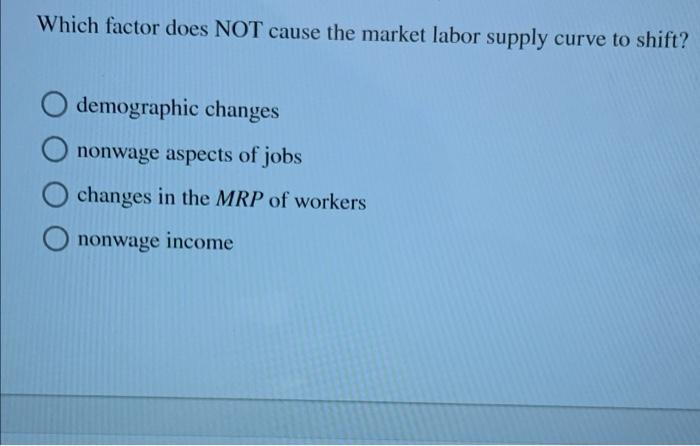 Solved Which factor does NOT cause the market labor supply | Chegg.com