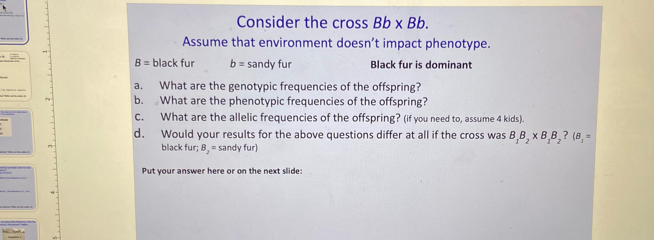 Solved Consider the cross Bb×Bb.Assume that environment | Chegg.com