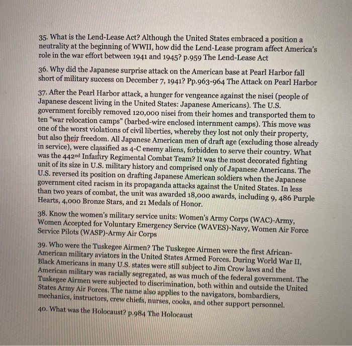 35. What is the Lend-Lease Act? Although the United | Chegg.com