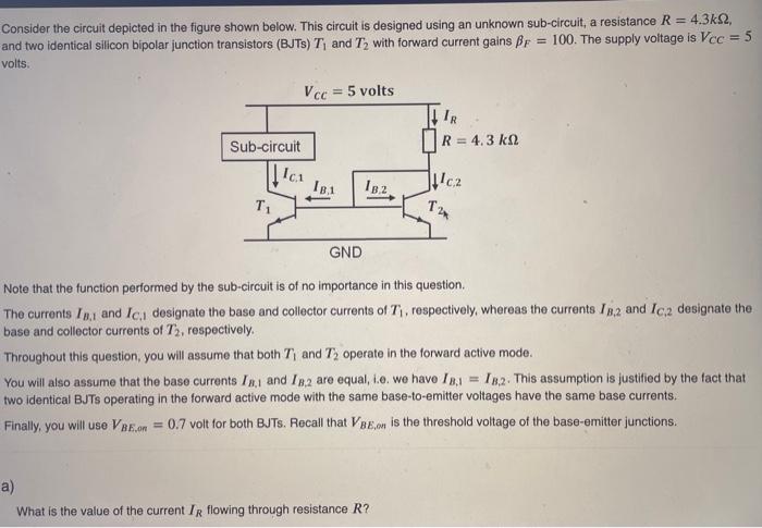 Consider the circuit depicted in the figure shown | Chegg.com
