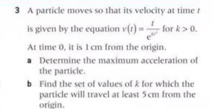 Solved 3 A particle moves so that its velocity at time t is | Chegg.com