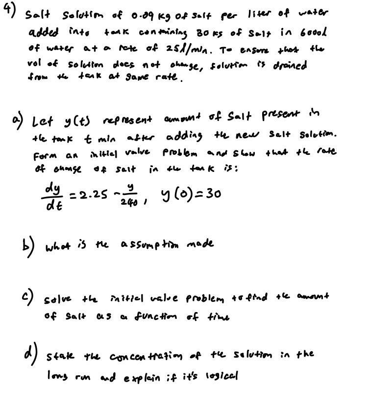 Solved t) Salt solution of 0.89 kg of salt per liter of | Chegg.com