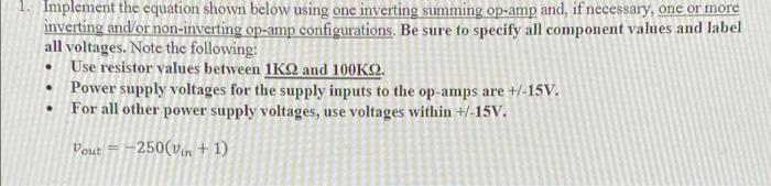 Solved 1. Implement the equation shown below using one | Chegg.com