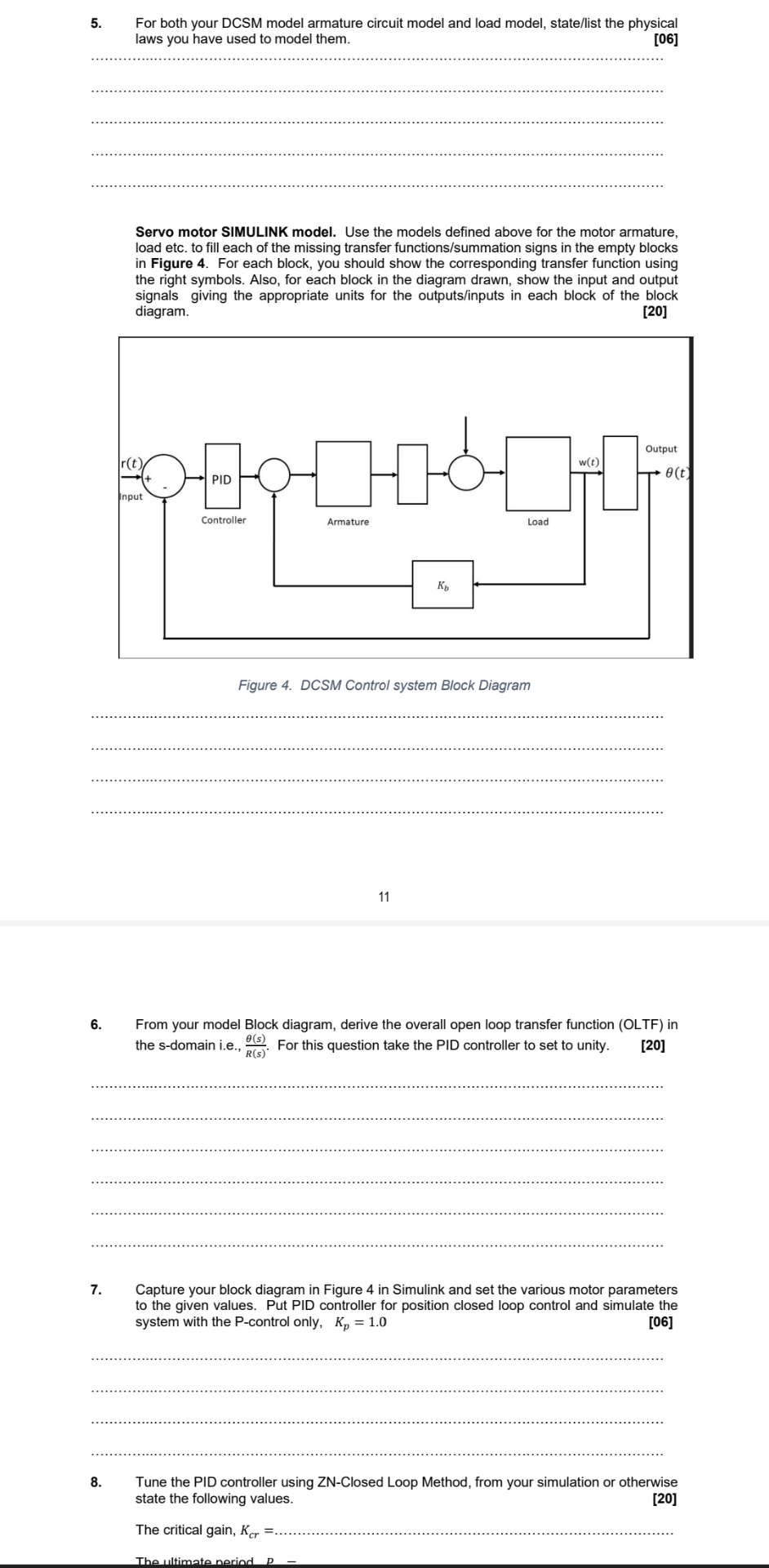 Solved Servo motor SIMULINK model. Use the models defined | Chegg.com