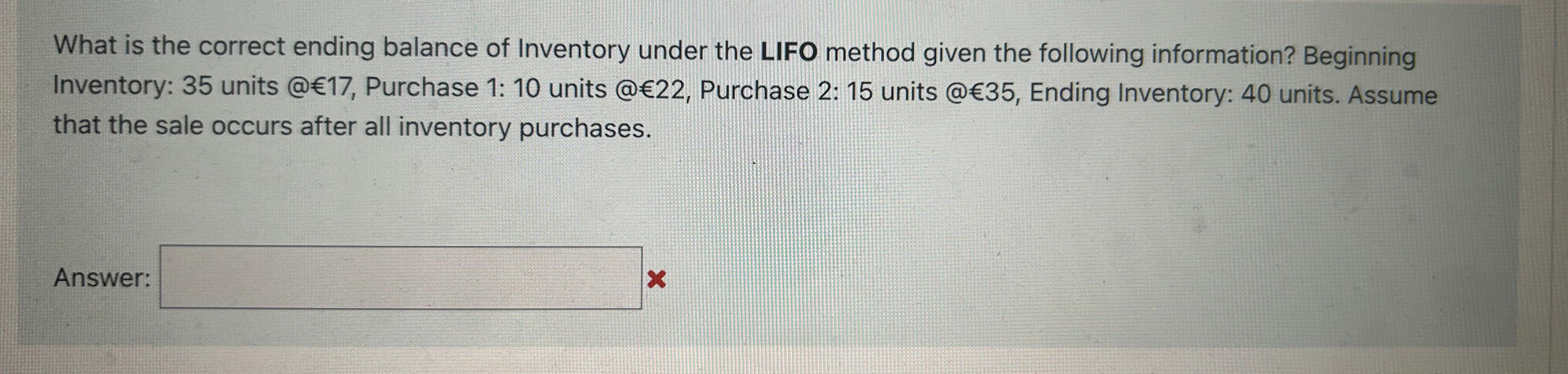 Solved What is the correct ending balance of Inventory under | Chegg.com