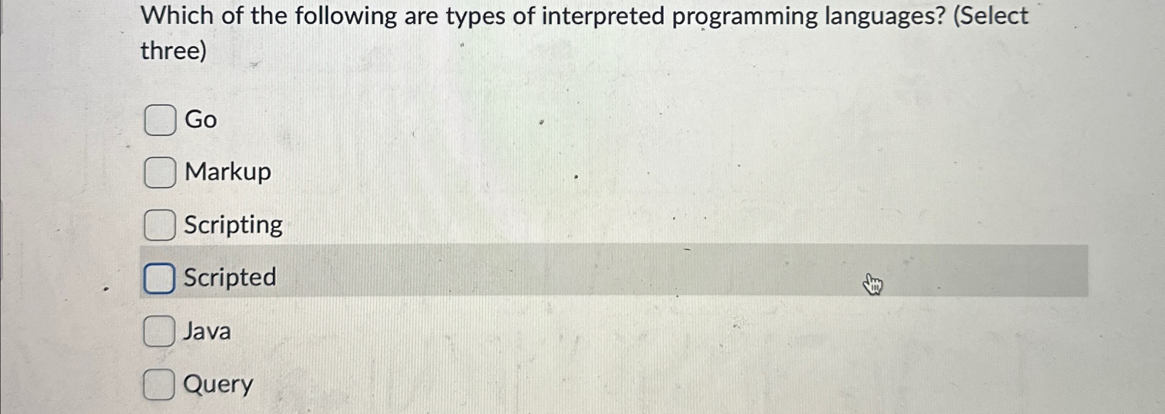 Solved Which of the following are types of interpreted | Chegg.com
