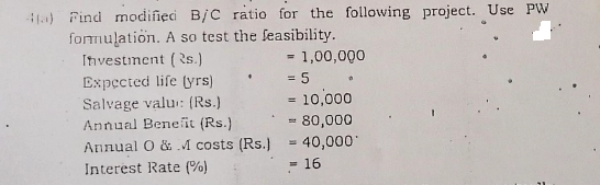 Solved (1.1) ﻿Tind modified B/C ratio for the following | Chegg.com