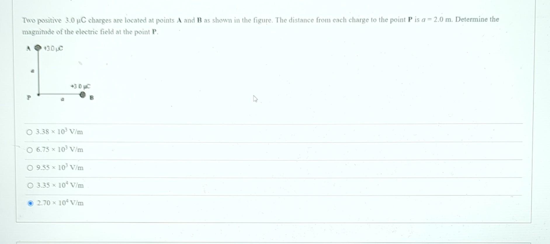 Solved Tiwo positive 3.0μC charges are located at points A | Chegg.com