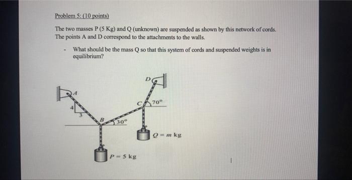 Solved Problem 5: (10 points) The two masses P(5Kg ) and Q | Chegg.com