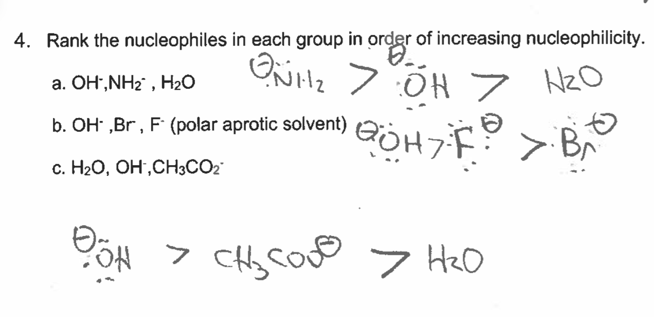 Solved by an EXPERT Rank the nucleophiles in ﻿each group in ﻿order of | Chegg.com