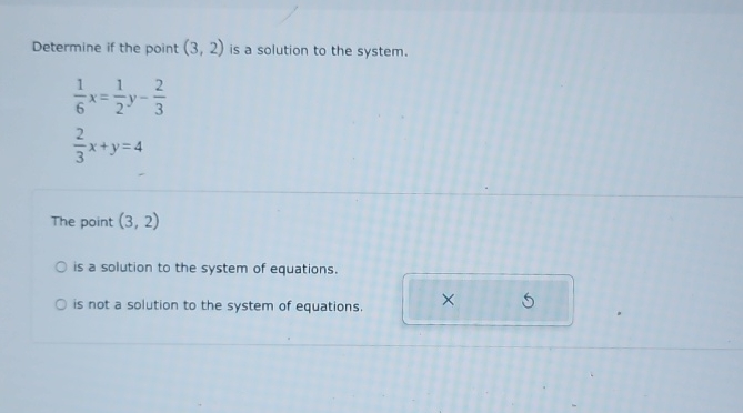 Solved Determine if the point (3,2) ﻿is a solution to the | Chegg.com