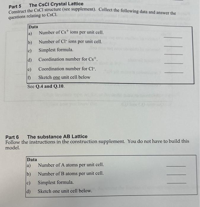 Part 4 The NaCl Crystal Lattice Construct a single | Chegg.com