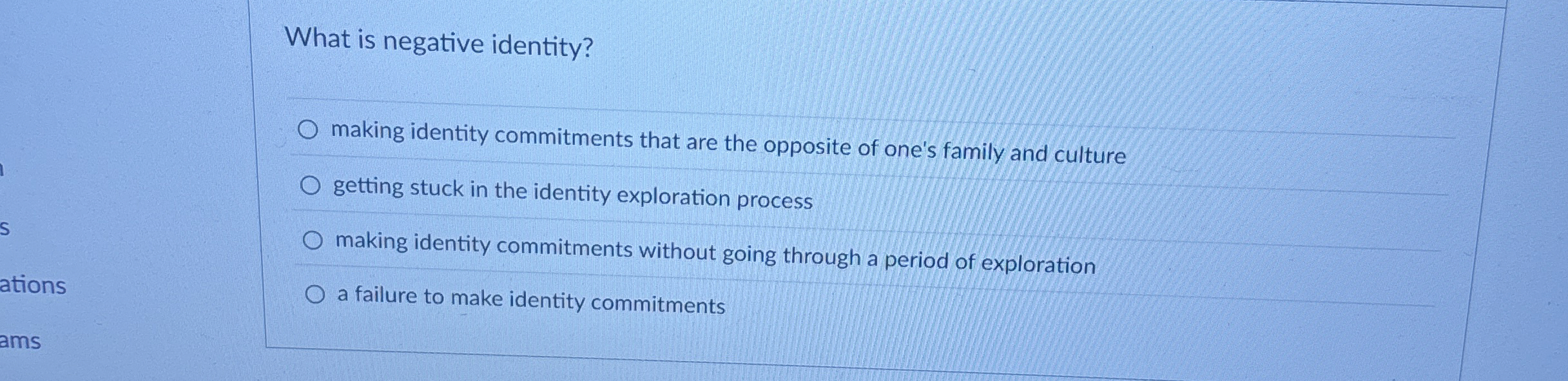 Solved What is negative identity?making identity commitments | Chegg.com