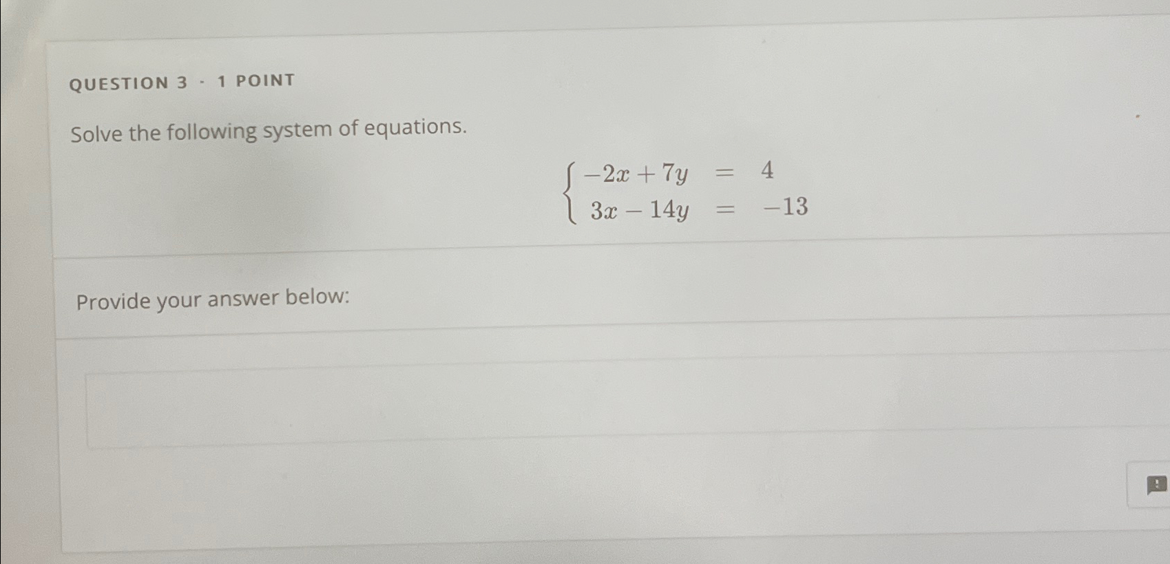 Solved QUESTION 3 - 1 ﻿POINTSolve the following system of | Chegg.com