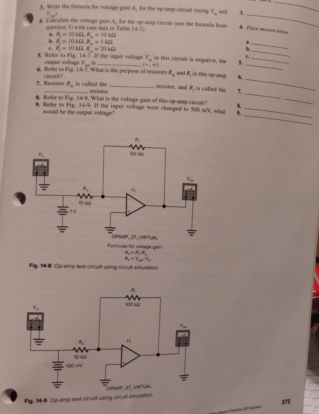Solved 3. Write the formula for voltage gain AV for the | Chegg.com