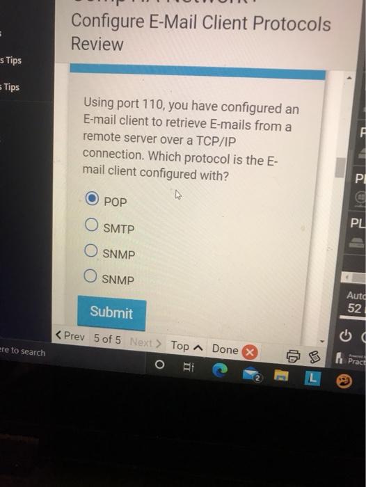 Solved = Configure E-Mail Client Protocols Review s Tips = | Chegg.com