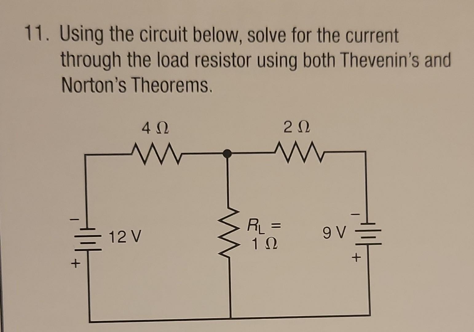 Solved 11. Using the circuit below, solve for the current | Chegg.com