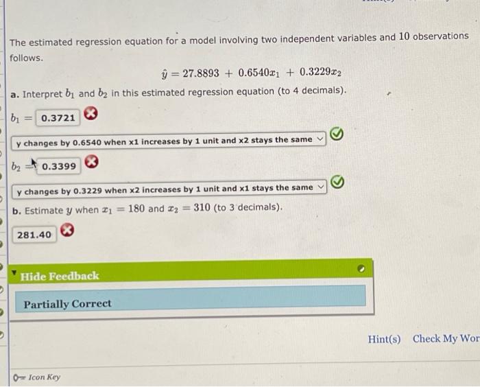 The estimated regression equation for a model | Chegg.com