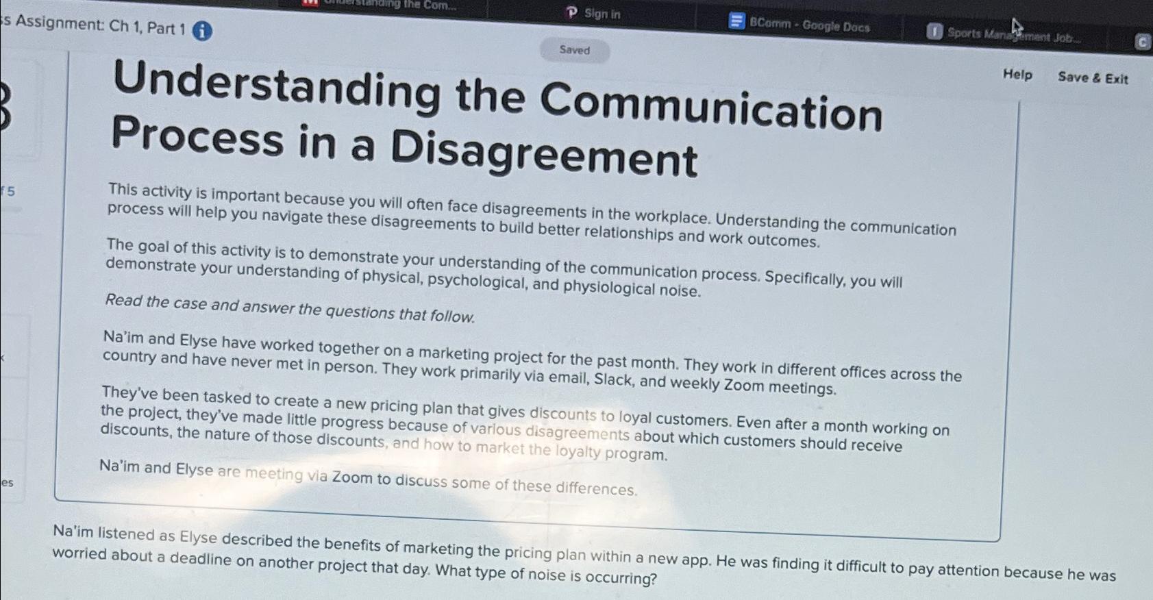 Solved s Assignment: Ch 1, ﻿Part 1 ﻿iSavedUnderstanding the | Chegg.com