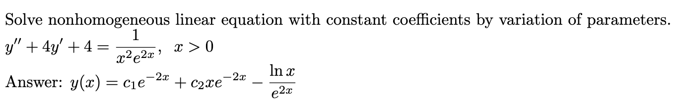 Solved Solve nonhomogeneous linear equation with constant | Chegg.com