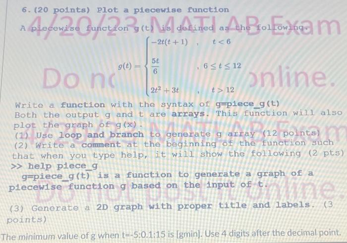 Solved 6. (20 points) plot a piecerise function A plecewise | Chegg.com