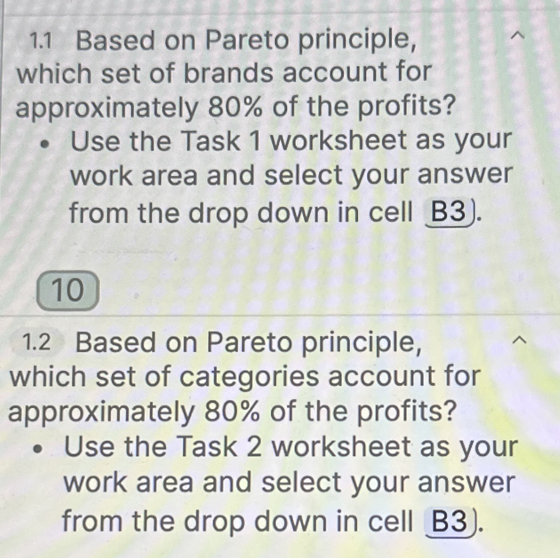 Solved 1.1 ﻿Based on Pareto principle,which set of brands | Chegg.com