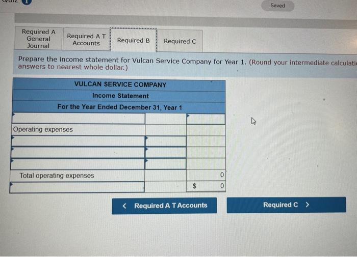 Solved Vulcan Service Company experienced the following | Chegg.com