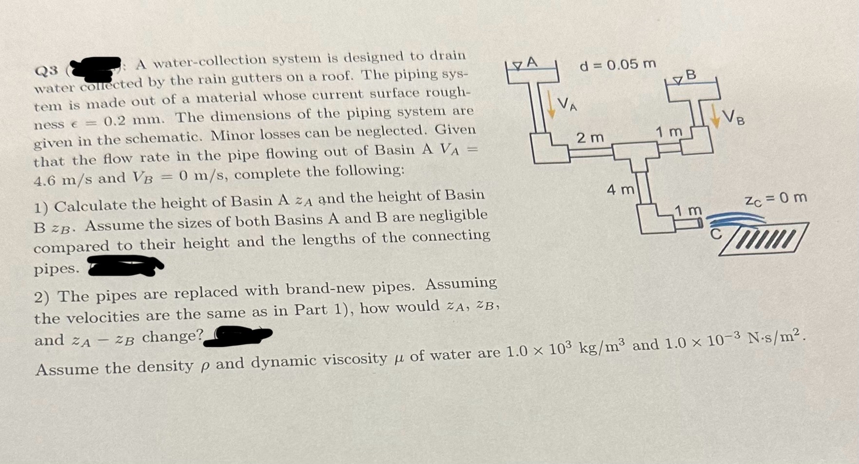 Solved Q3A water-collection system is designed to drain | Chegg.com