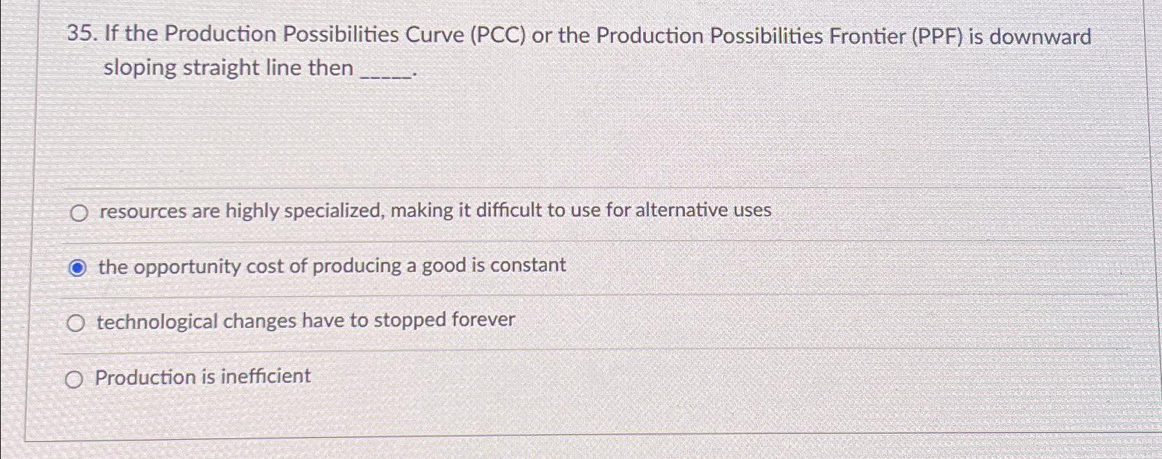 Solved If the Production Possibilities Curve (PCC) ﻿or the | Chegg.com