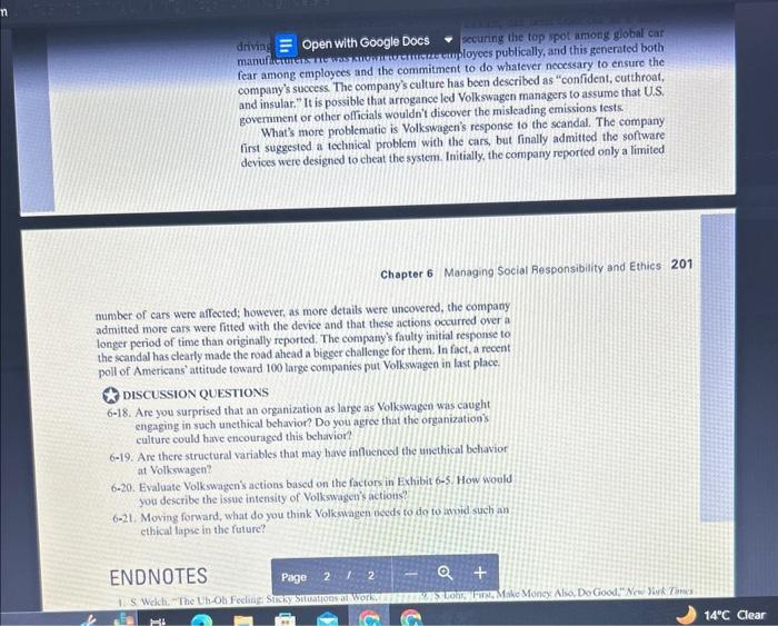 Solved In one of the worst business ethics scandals in | Chegg.com