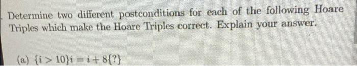 Solved Determine two different postconditions for each of | Chegg.com