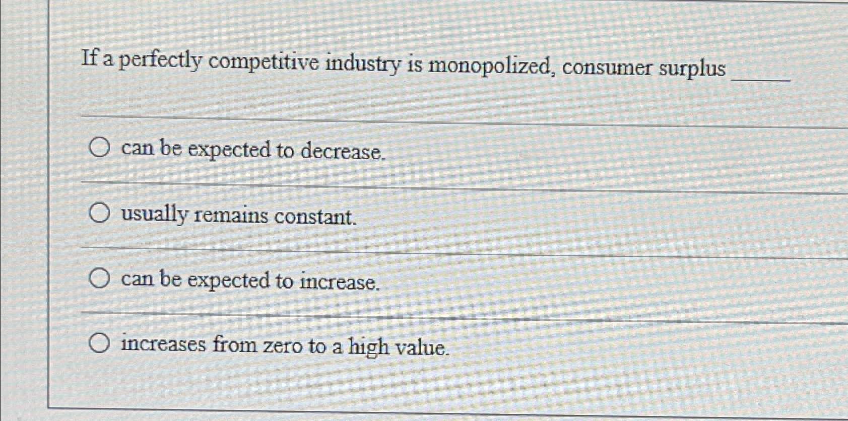 Solved If a perfectly competitive industry is monopolized, | Chegg.com