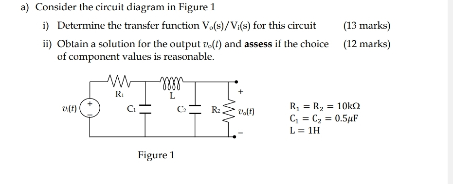 Solved a) ﻿Consider the circuit diagram in Figure 1i) | Chegg.com