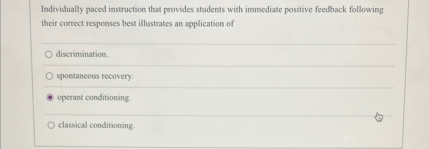 Solved Individually paced instruction that provides students | Chegg.com