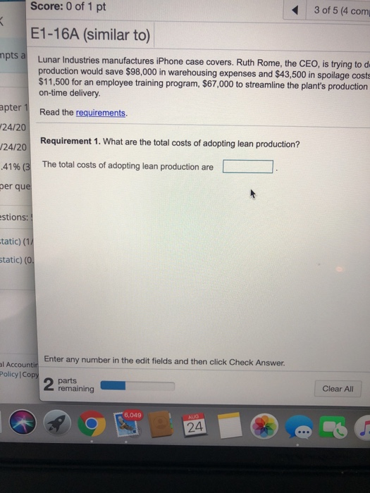 Solved Save Homework: Chapter 1 Homework Score: 0 of 1 pt 3 | Chegg.com Solved Save Homework: Chapter 1 Homework Score: 0 of 1 pt 3 | Chegg.com