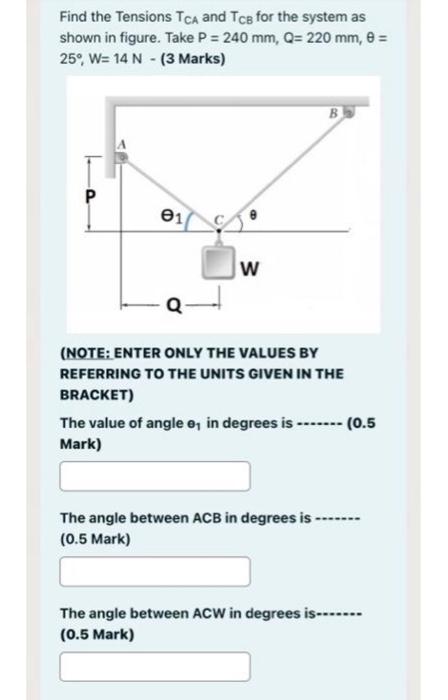 Solved Find the Tensions TCA and TCB for the system as shown | Chegg.com